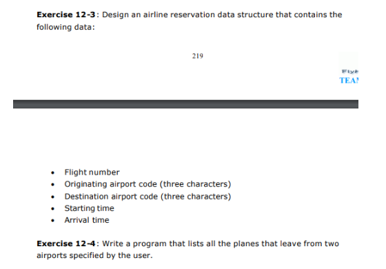 Solved Exercise 12-3 : Design an airline reservation data | Chegg.com