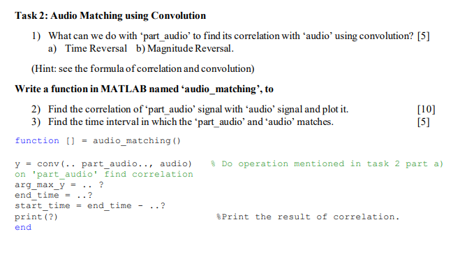Solved Task 2: Audio Matching using Convolution 1) What can | Chegg.com