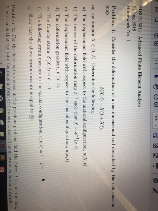 MECH 5311: Advanced Finite Element Analysis Spring | Chegg.com