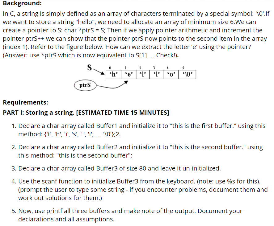 Solved Background: In C, a string is simply defined as an | Chegg.com