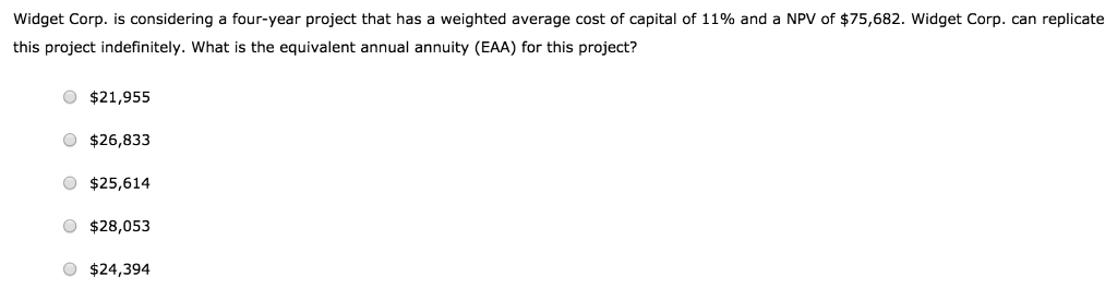 Solved Widget Corp. has to choose between two mutually | Chegg.com