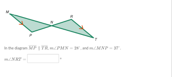 Solved วIn the diagram ?bar (MP)||bar (TR),m?PMN=28°, ﻿and | Chegg.com