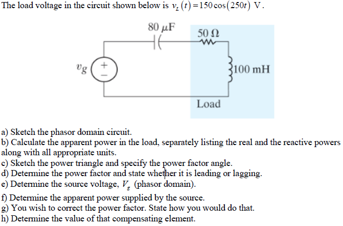 Solved The load voltage in the circuit shown below is v; | Chegg.com