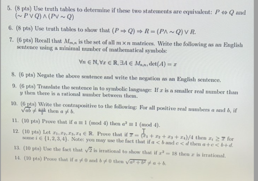 Solved 5. (8 pts) Use truth tables to determine if these two | Chegg.com