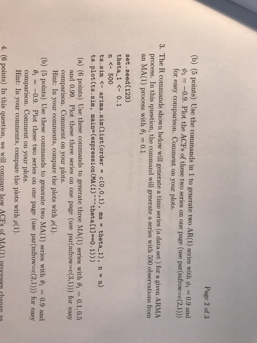 Solved 1. The R commands shown below will generate a time | Chegg.com