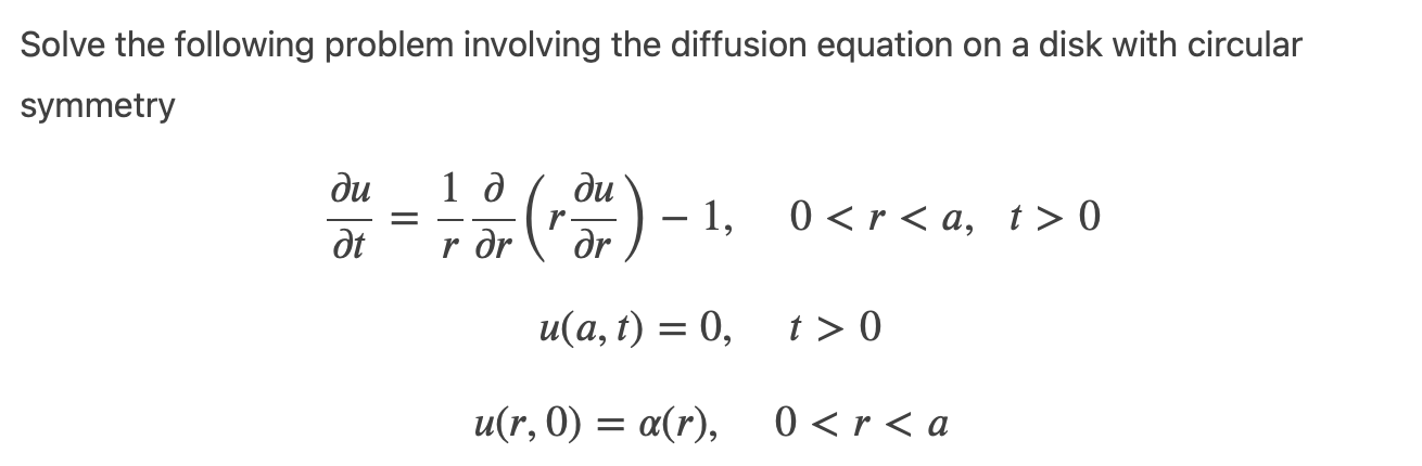 Solved Solve the following problem involving the diffusion | Chegg.com