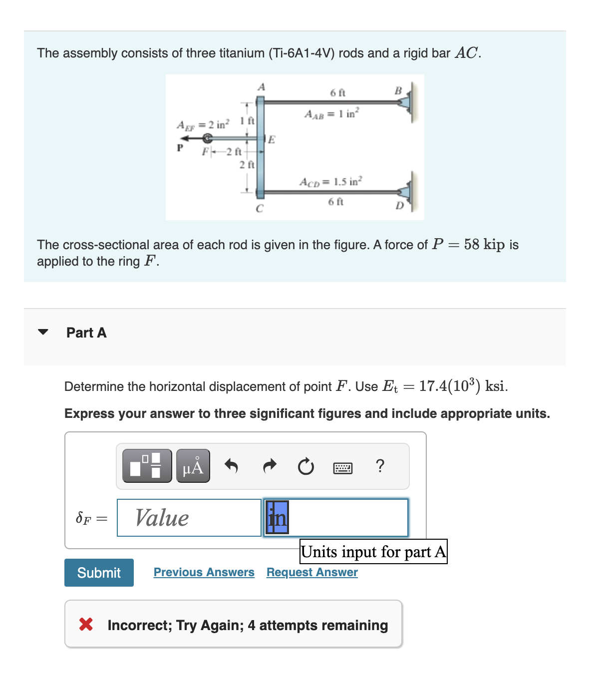 Solved The assembly consists of three titanium (Ti-6A1-4V) | Chegg.com