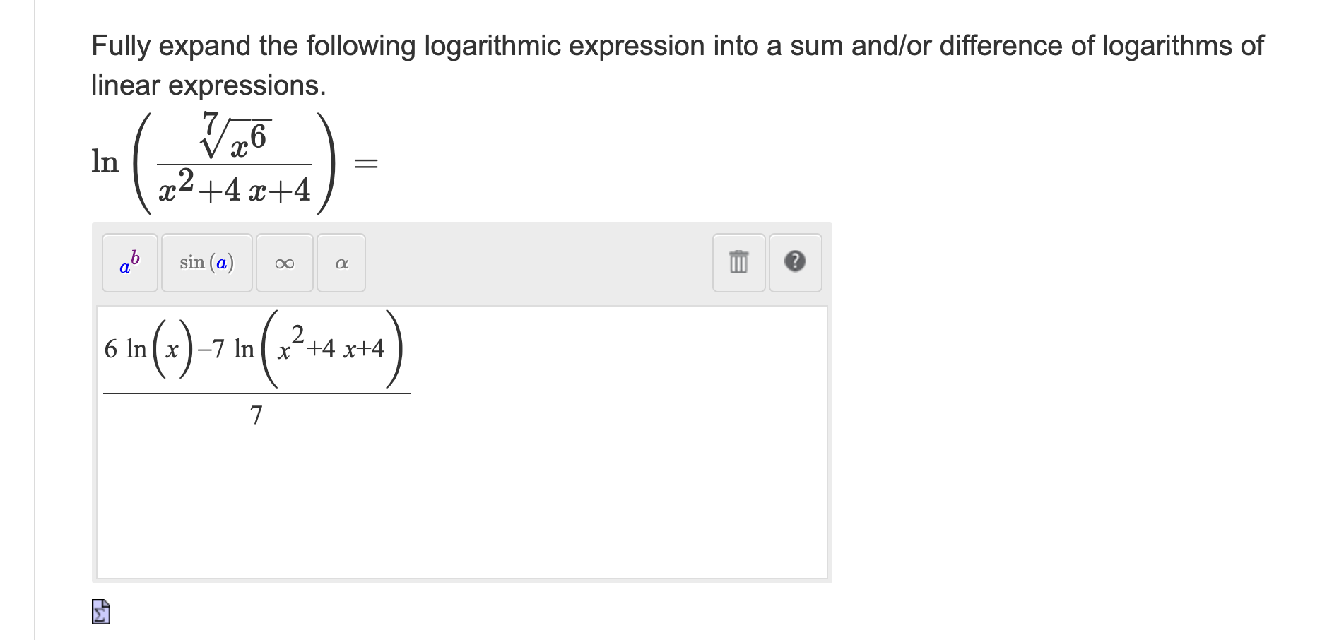 Solved Fully expand the following logarithmic expression | Chegg.com Solved Fully expand the following logarithmic expression | Chegg.com