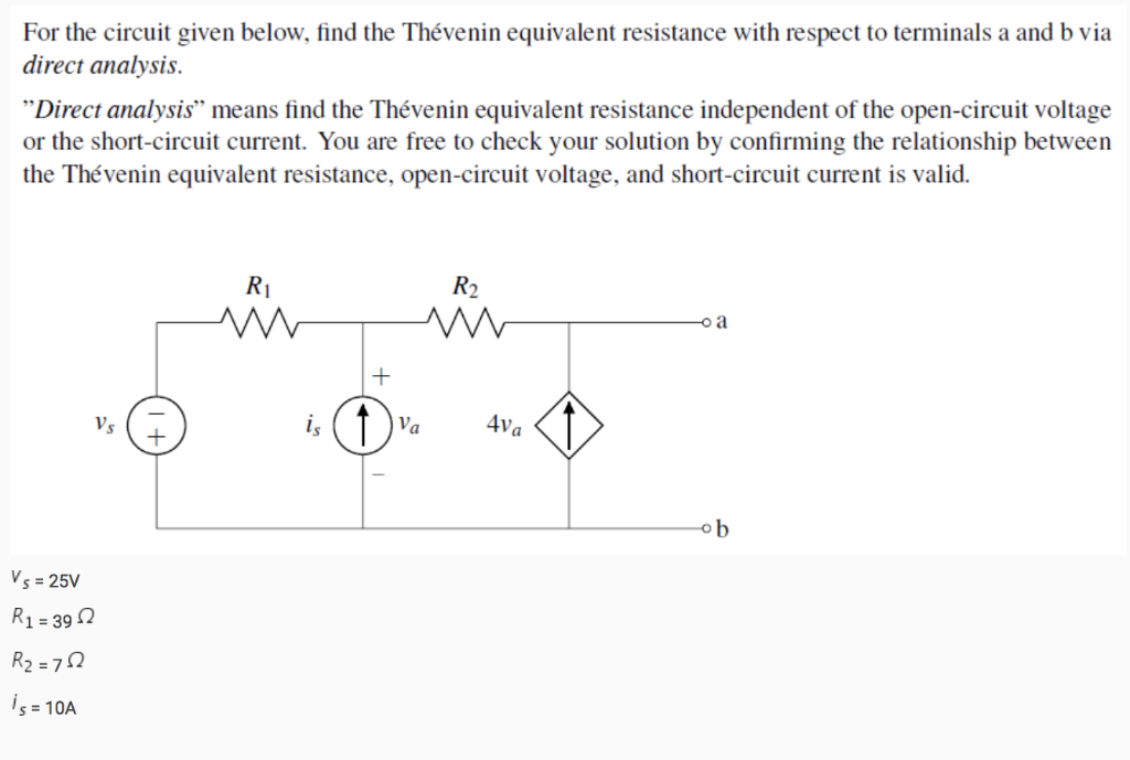 Solved For the circuit given below, find the Thévenin | Chegg.com