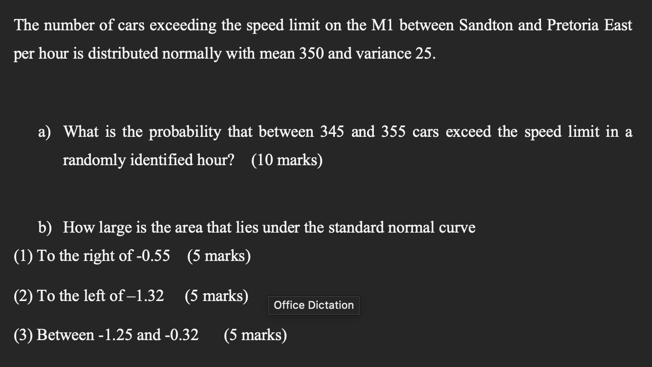 Solved The number of cars exceeding the speed limit on the | Chegg.com