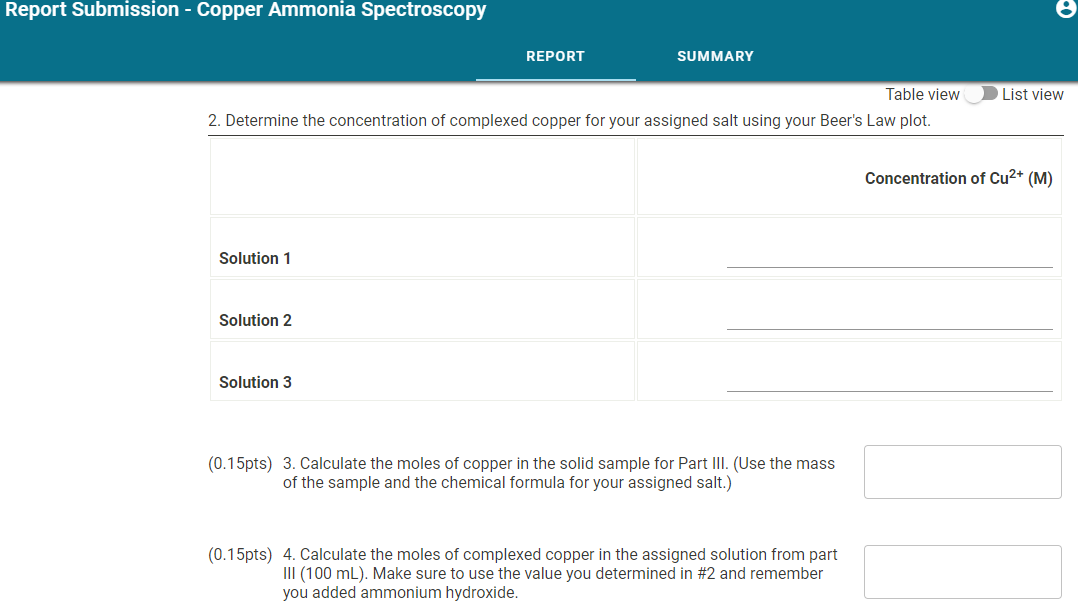 (0.15pts) 3. Calculate the moles of copper in the | Chegg.com
