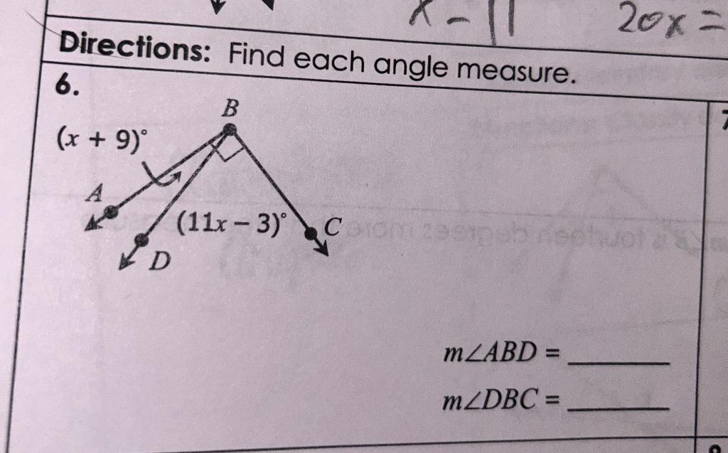 Solved Directions: Find each angle measure. 6 | Chegg.com