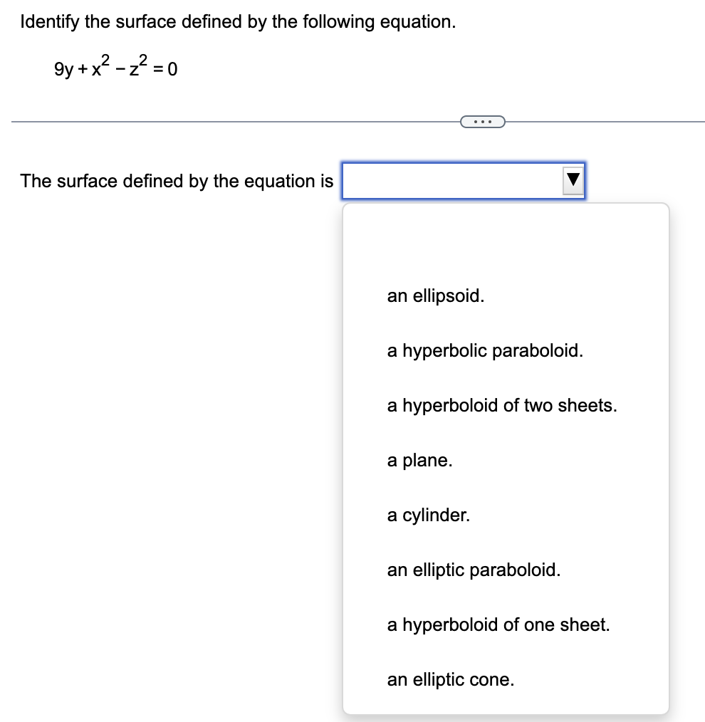 Solved Identify the surface defined by the following | Chegg.com