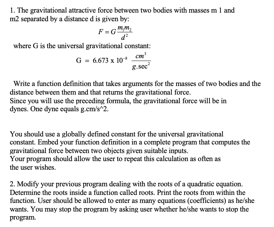 Solved 1 The Gravitational Attractive Force Between Two Chegg Solved 1 The Gravitational Attractive Force Between Two Chegg