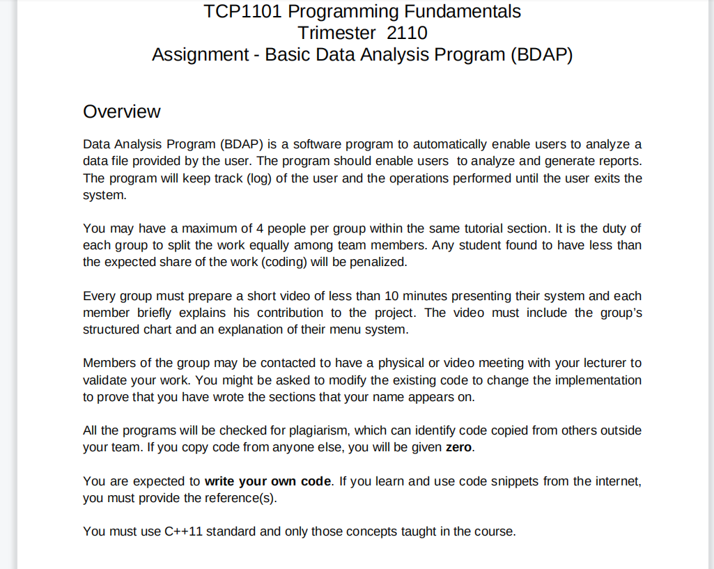TCP1101 Programming Fundamentals Trimester 2110 | Chegg.com