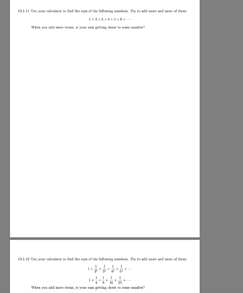 Solved 10.1-11 Use your calculator to find the sum of the | Chegg.com