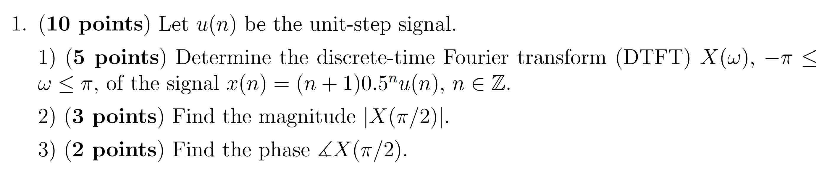 Solved Let u(n) be the unit-step signal. 1) (5 points) | Chegg.com