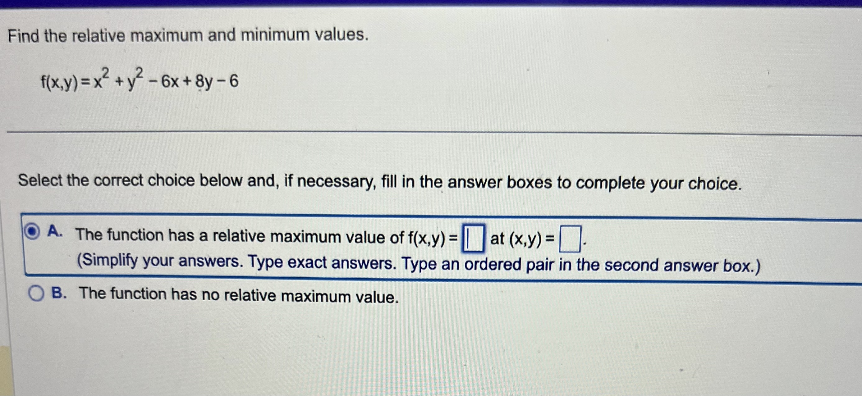 Solved Find The Relative Maximum And Minimum Values
