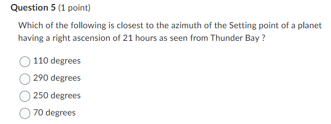 Solved Which of the following is closest to the azimuth of | Chegg.com