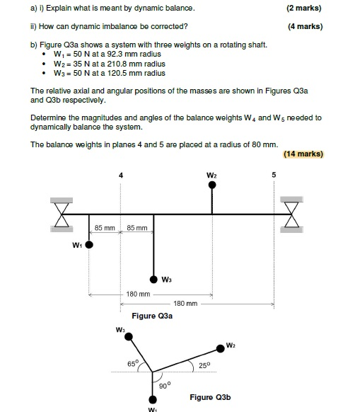 Solved a) i) Explain what is meant by dynamic balance. (2 | Chegg.com