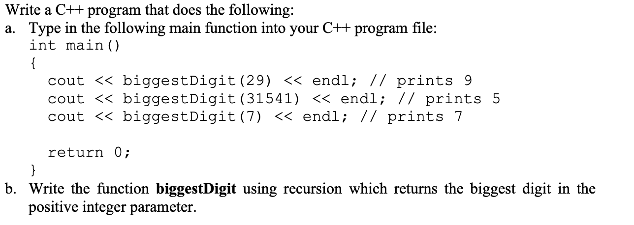 Solved Write a C++ program that does the following: a. Type | Chegg.com