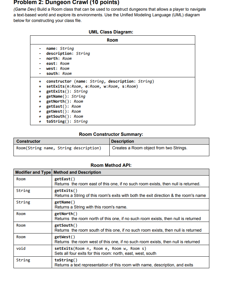 Solved Problem 2: Dungeon Crawl (10 points) (Game Dev) Build | Chegg.com