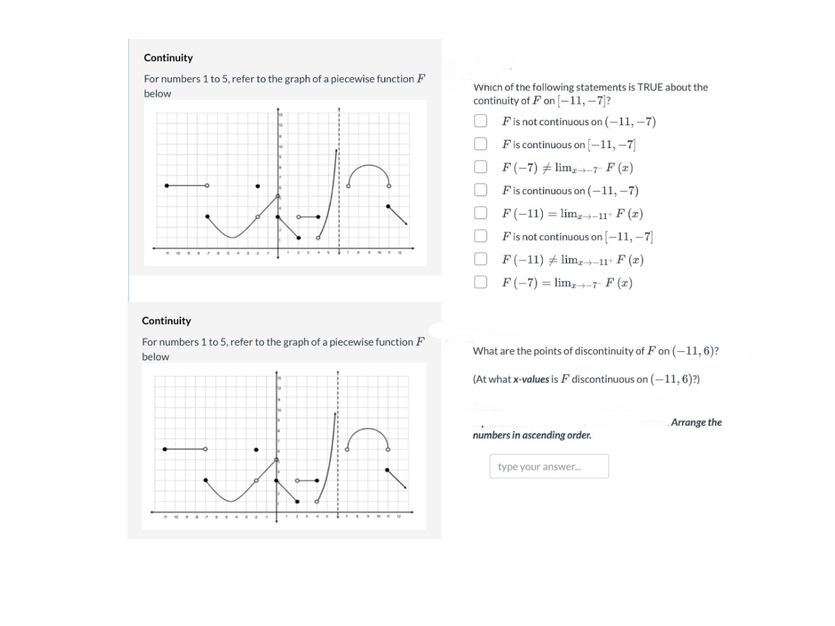 Solved Continuity For numbers 1 to 5, refer to the graph of | Chegg.com