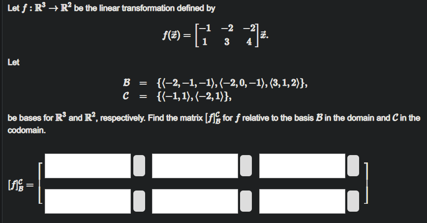Solved Let f:R3→R2 be the linear transformation defined by | Chegg.com