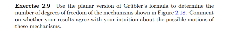 Solved Exercise 2.9 Use the planar version of Grübler's | Chegg.com