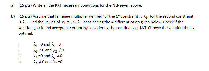 Solved The Karush–Kuhn–Tucker (KKT) conditions | Chegg.com