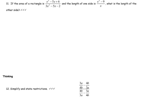 Solved r -5x + 6 and the length of one side is 3x - 5x-2 11. | Chegg.com
