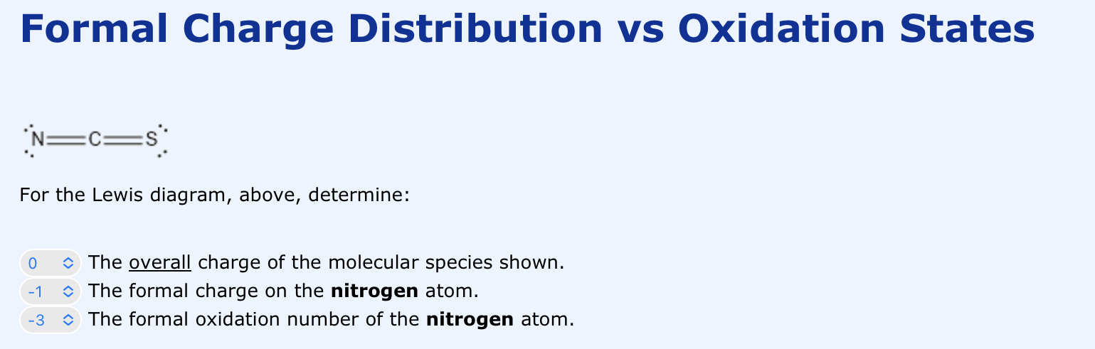 Solved Formal Charge Distribution vs Oxidation States | Chegg.com