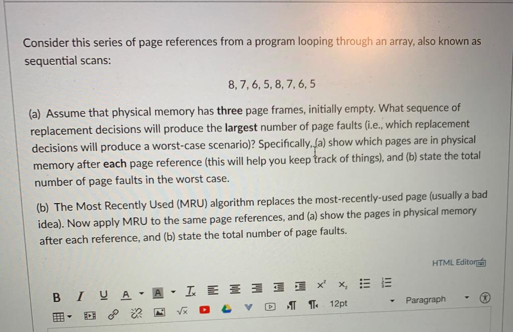 Solved Consider this series of page references from a | Chegg.com