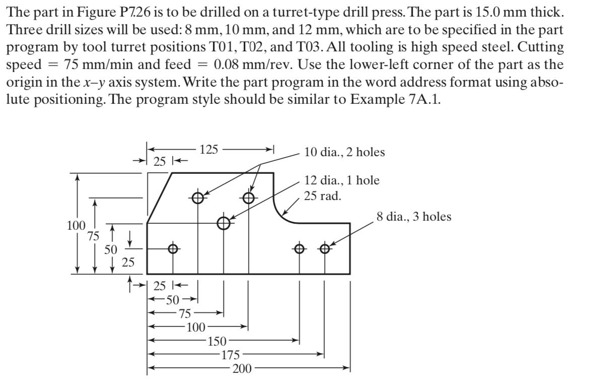 Solved The part in Figure P7.26 is to be drilled on a | Chegg.com