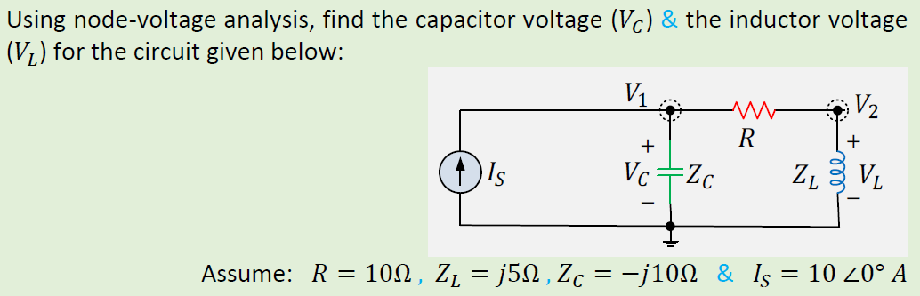 Solved Using node-voltage analysis, find the capacitor | Chegg.com