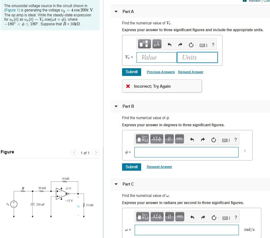 Solved The sinusoidal voltage source in the circuit shown in | Chegg.com