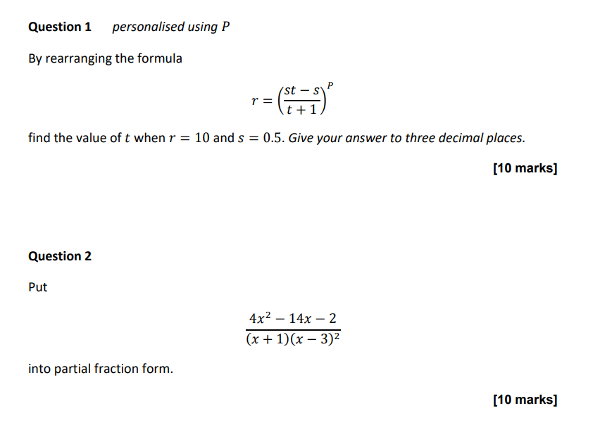 Solved By rearranging the formula r=(t+1st−s)P find the | Chegg.com