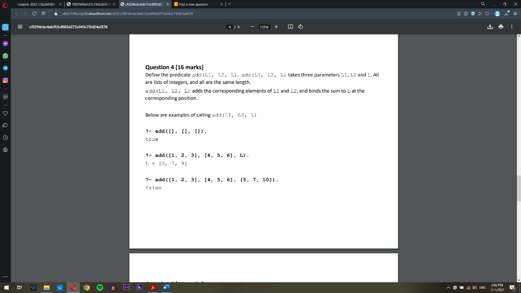 Solved Define the predicate add(L1, L2, L). add(L1, L2, L) | Chegg.com
