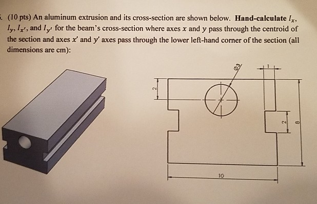 Solved (10 pts) An aluminum extrusion and its cross-section | Chegg.com