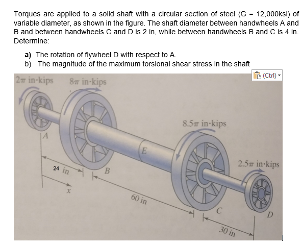 Solved Torques are applied to a solid shaft with a circular | Chegg.com