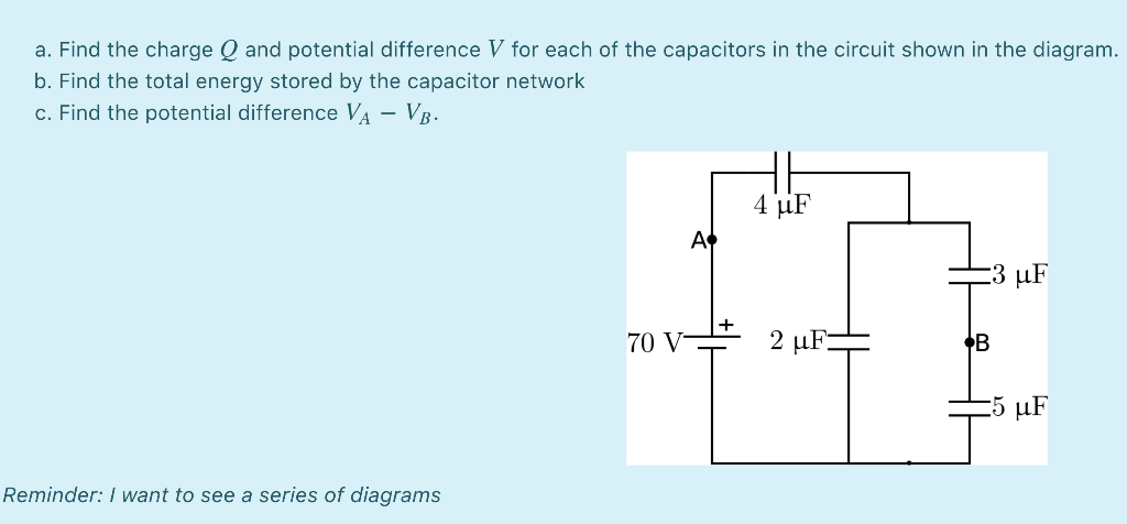 Solved a. Find the charge and potential difference V for | Chegg.com
