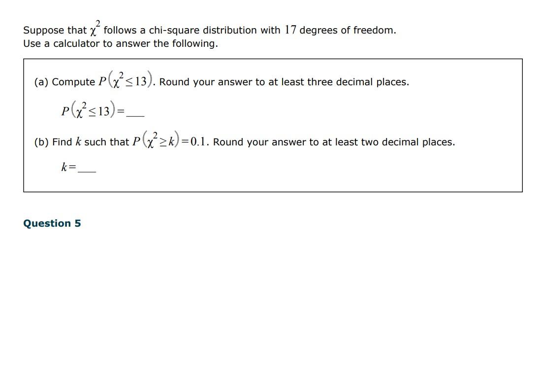 Solved Suppose that χ2 follows a chi-square distribution | Chegg.com