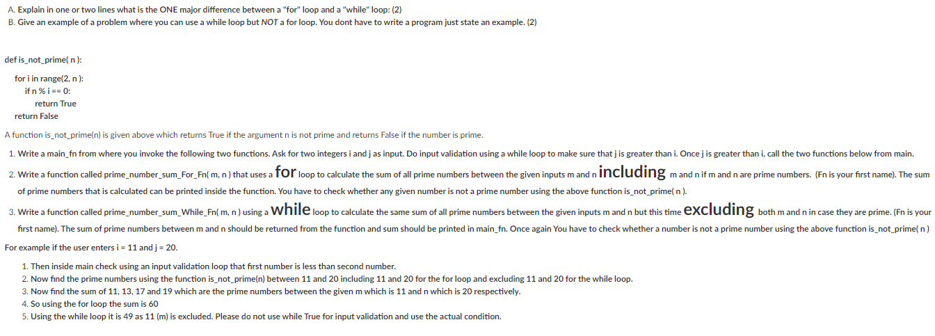 Solved def is_not_prime( n ): for i in range (2,n) : if | Chegg.com