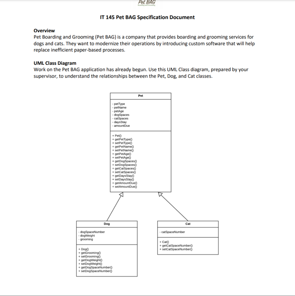 Solved Pet.java Class File 1. Before you begin, it is | Chegg.com