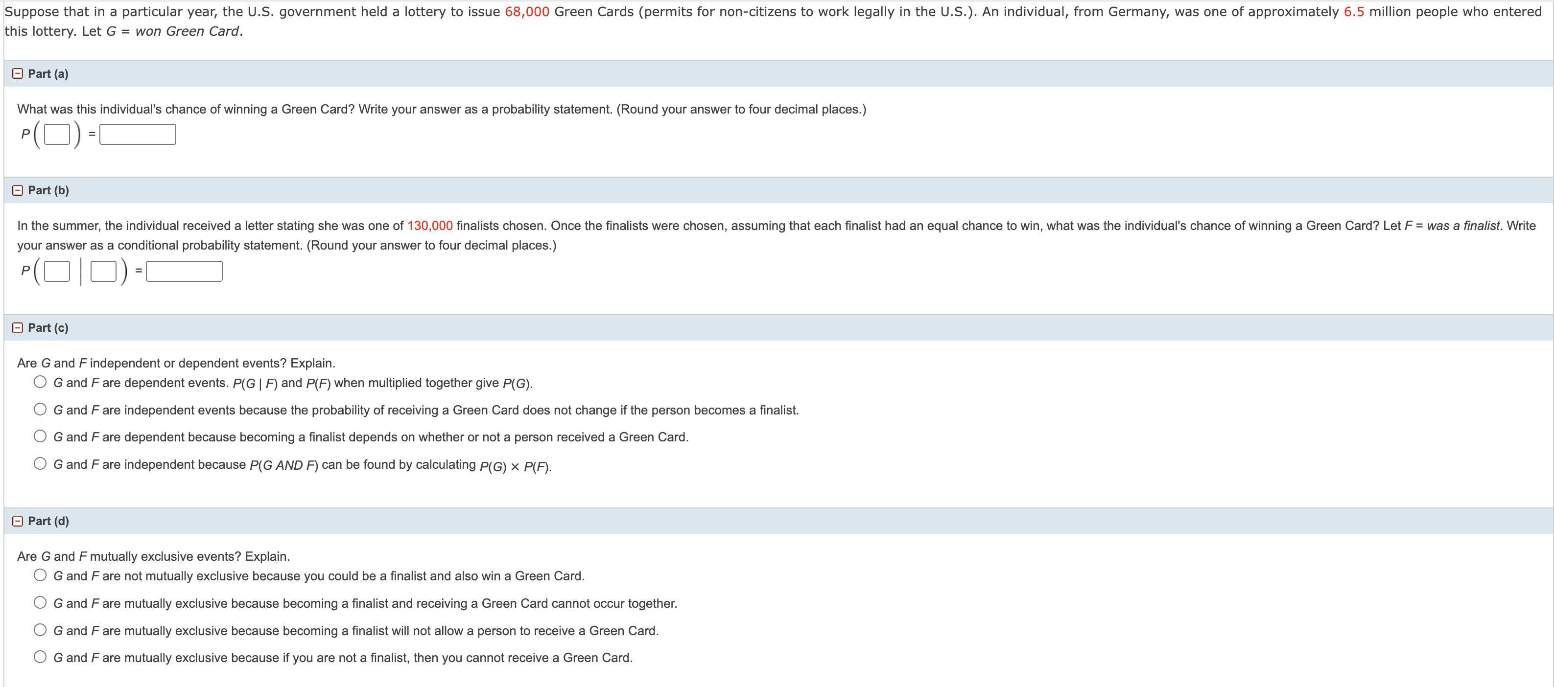 Solved What was this individual's chance of winning a Green | Chegg.com