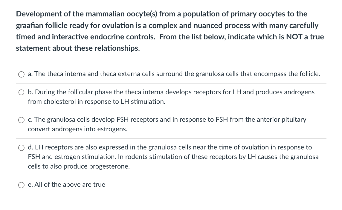 Solved Development of the mammalian oocyte(s) from a | Chegg.com