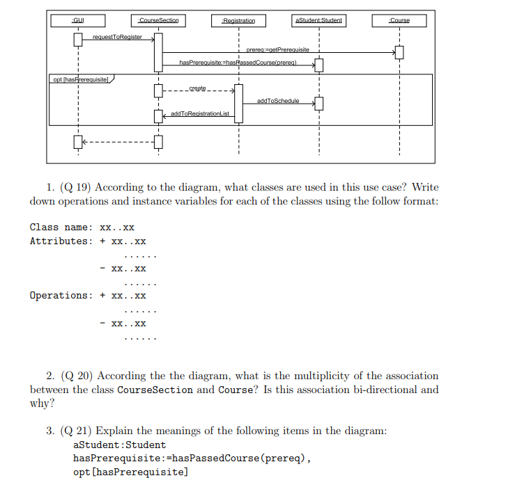 Solved The following is a sequence diagram of part of a | Chegg.com