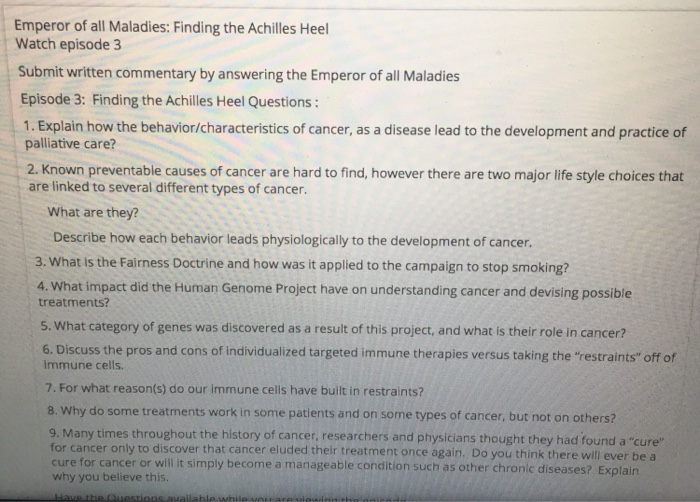 Cancer The Emperor Of All Maladies Finding The Achilles Heel - CancerWalls