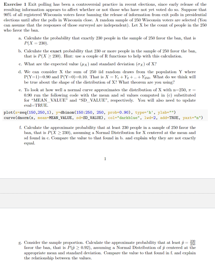 Solved Exercise 1 Exit polling has been a controversial | Chegg.com