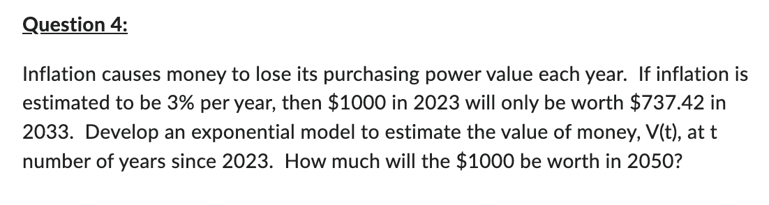 Solved Inflation causes money to lose its purchasing power | Chegg.com